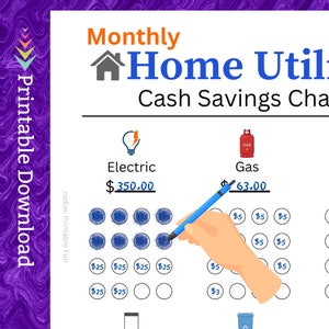 Home Utilities Bill Savings Challenge Printable for Paying Monthly ...