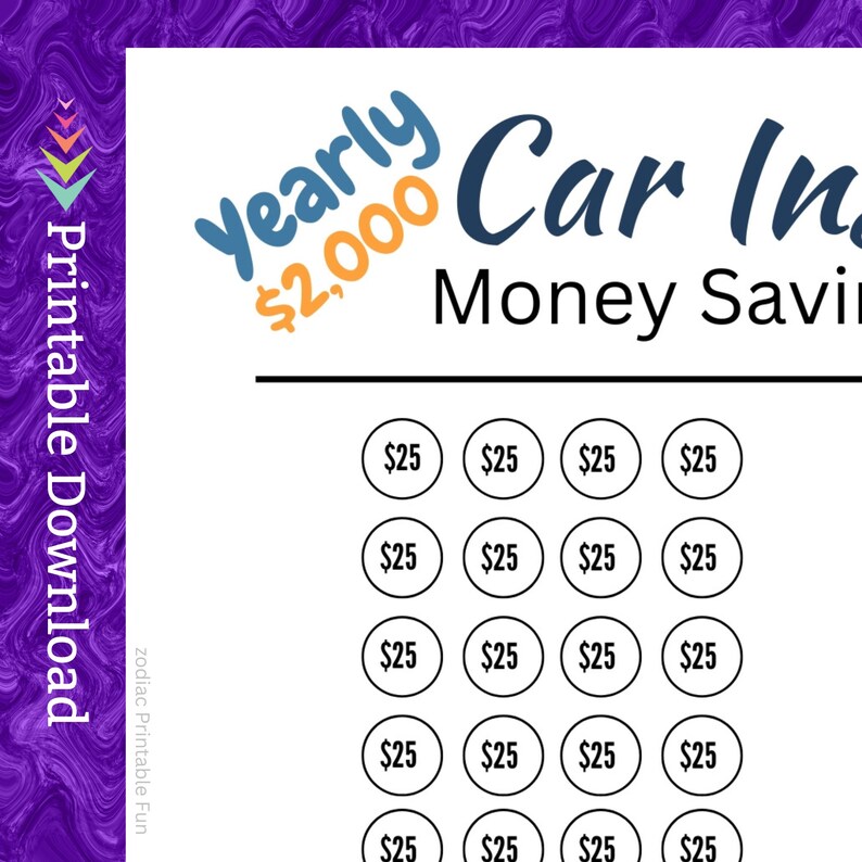 Car Insurance Savings Challenge Printable for Auto Insurance - Etsy
