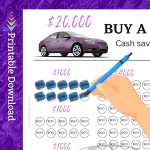 New Car Cash Savings Challenge Printable for Vehicle Purchase - Etsy
