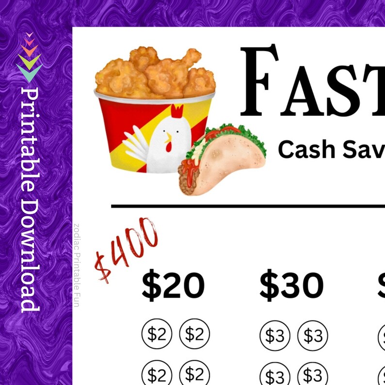 Fast Food Saving Challenge Printable for Easy Meal Planning for Mom Dad ...