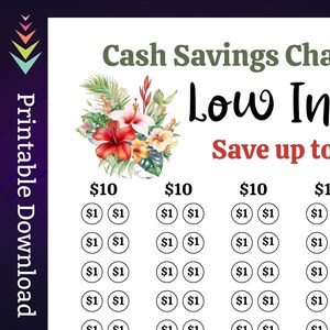 Low Income Savings Challenge Printable for Family Cash Budgeting Goal ...