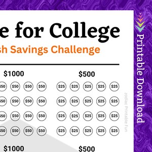 College Planner Savings Challenge Printable University Student Tuition ...
