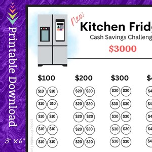 A6 Savings Challenge Printable Insert for New Kitchen Refrigerator ...