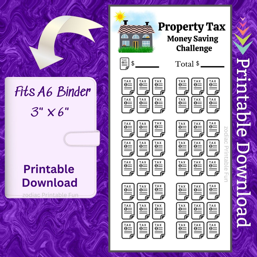 A6 Property Tax Savings Challenge Printable for Real Estate Tax for ...