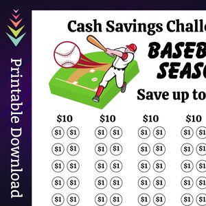Baseball Savings Challenge Printable for Team Sports Money Saving ...