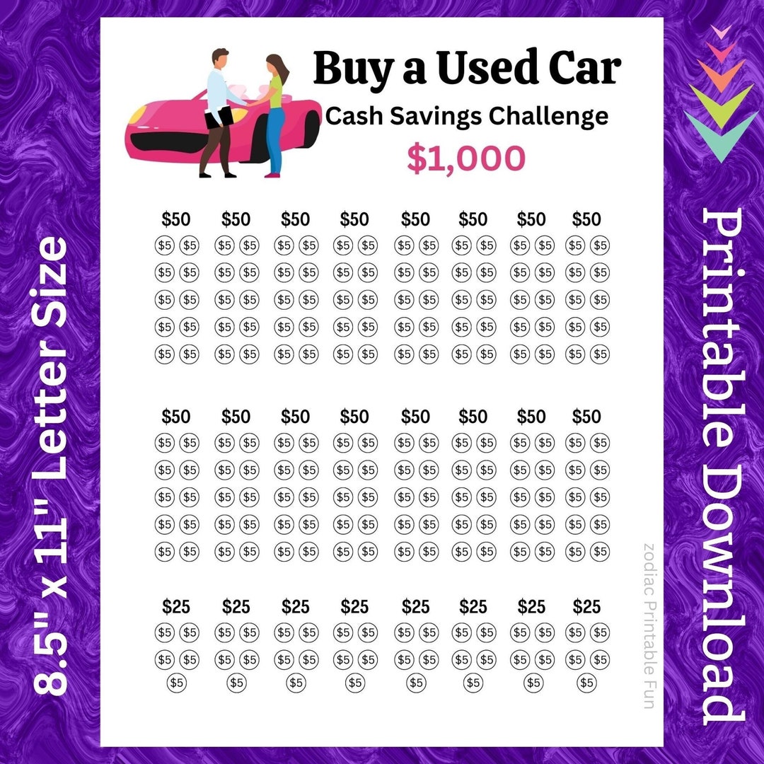 New Driver Savings Challenge Printable for Used Car Money Saving Fund ...