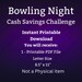 Bowling Night Savings Challenge Printable for Family Game Night Out ...