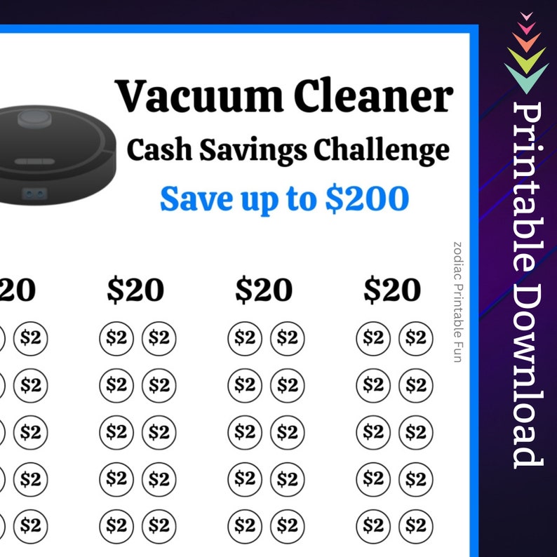 A6 Vacuum Savings Challenge Printable for Floor Cleaner Money Saving ...