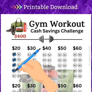 Workout Planner Savings Challenge Printable for Home Gym Fitness ...