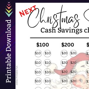 Save Money for Christmas Challenge Printable for Holiday Countdown Cash ...