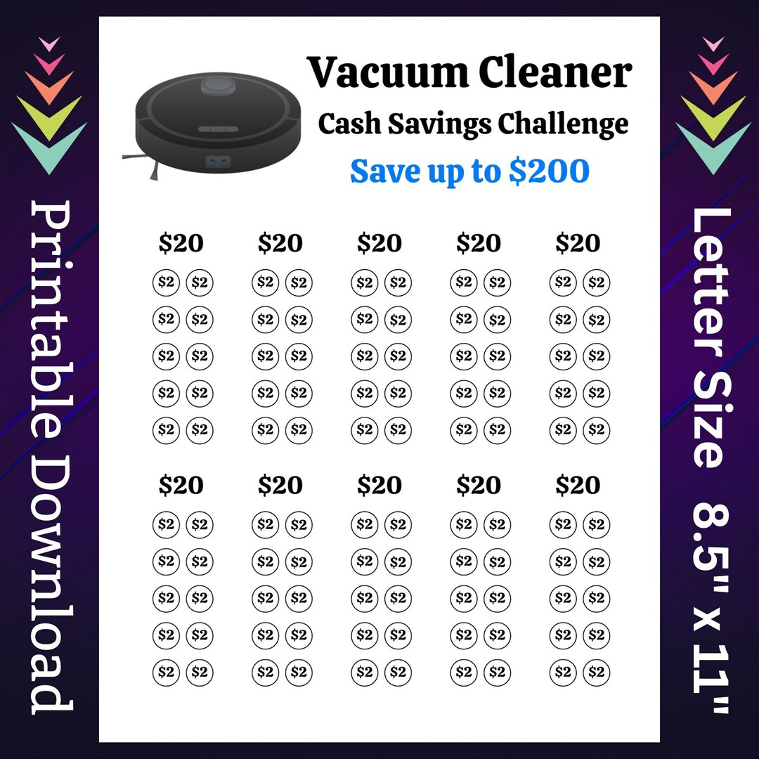 Vacuum Savings Challenge Printable for Floor Cleaner Money Saving ...