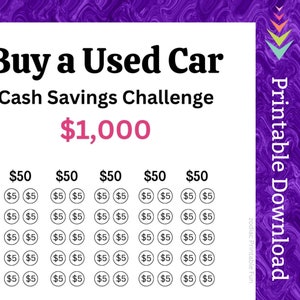 New Driver Savings Challenge Printable for Used Car Money Saving Fund ...