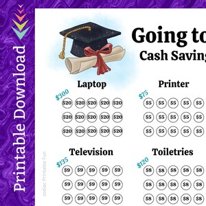 College Planner Savings Challenge Printable for Dorm Room Essentials Money Saving Fund for ...