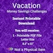 Family Vacation Cash Savings Challenge Printable for Saving Money for ...