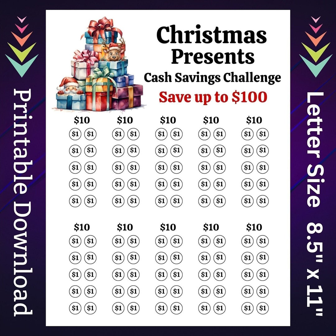 Christmas Presents Savings Challenge Printable for Family Xmas Holiday ...