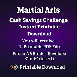 A6 Martial Arts Savings Challenge Printable for Kids Karate Cash ...