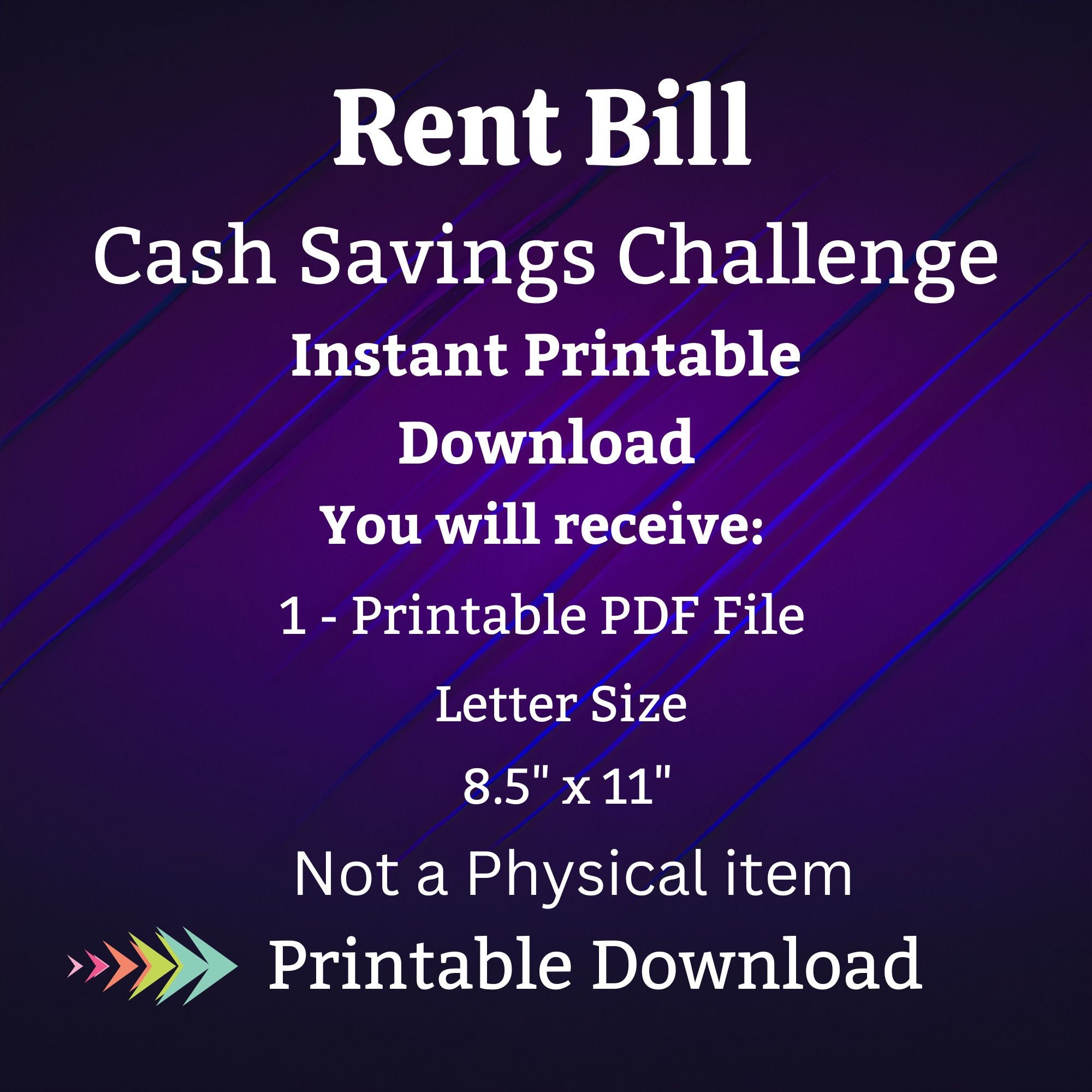 Rent Payment Savings Challenge Printable for Family Home Debt Money ...
