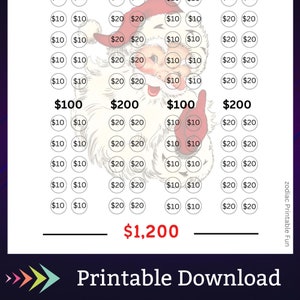 Save Money for Christmas Challenge Printable for Holiday Countdown Cash ...