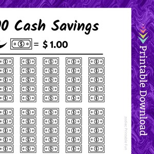 Save 100 Dollars Savings Challenge Printable Tracker - Etsy