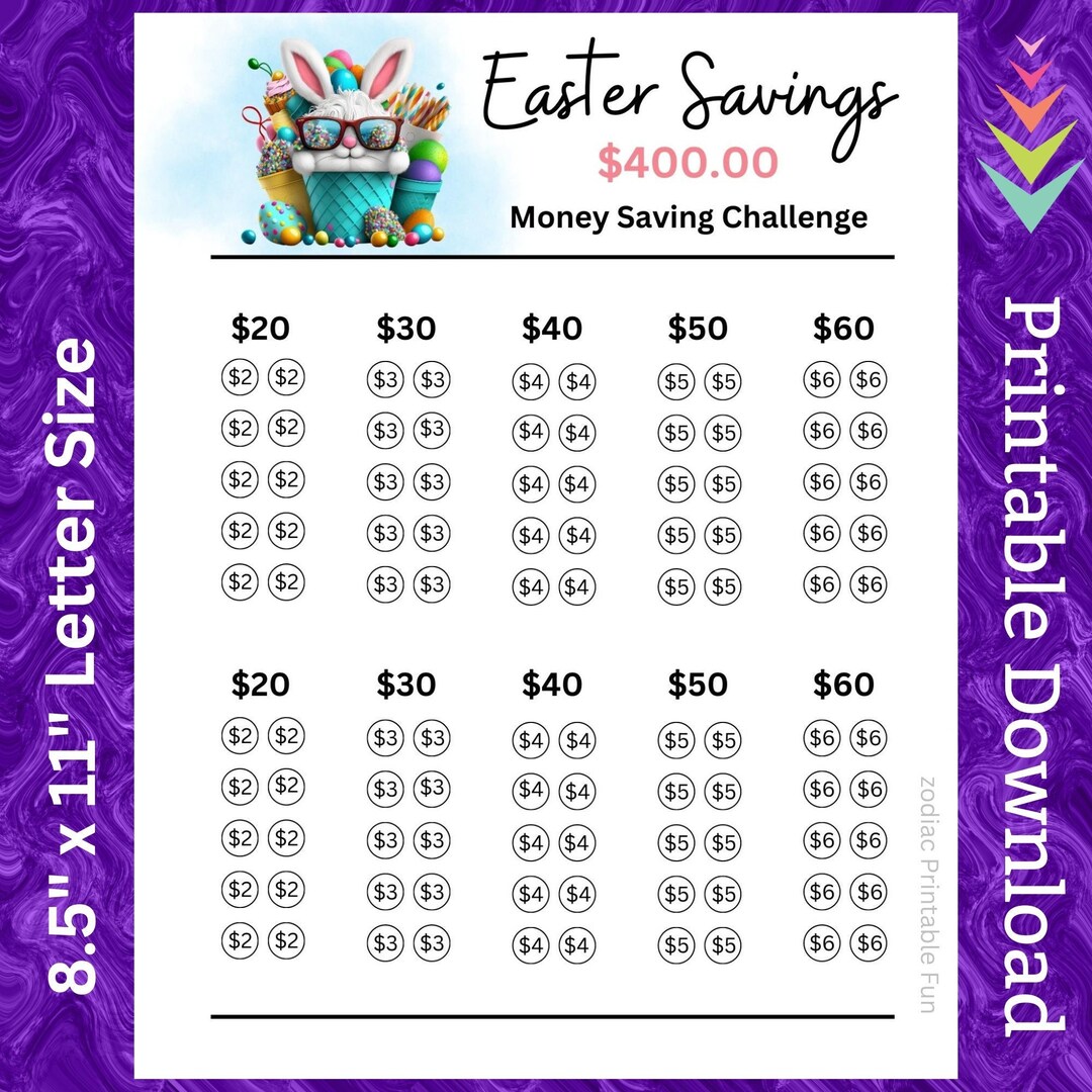 Easter Basket Money Saving Challenge Printable for Girls Boy Easter ...