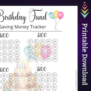 Birthday Savings Challenge Printable for Happy Birthday Money Saving ...