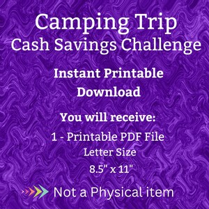 Camping Trip Savings Challenge Printable for Family Road Trip Money ...
