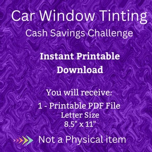 Car Window Tinting Cash Savings Challenge Printable for Automobile ...