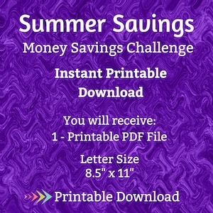 Summer Savings Challenge Printable for Family Vacation Summer ...