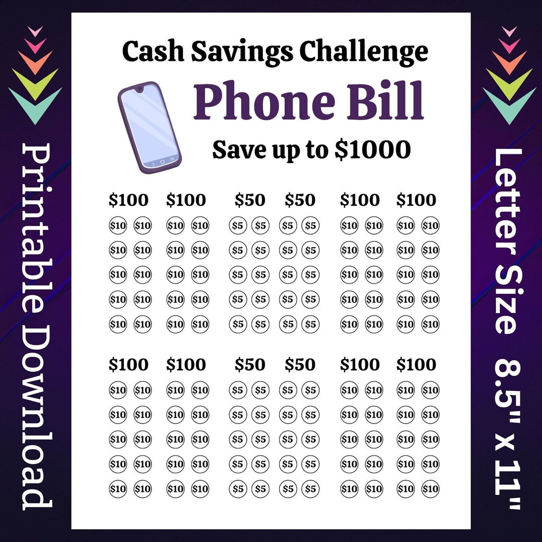 Phone Bill Savings Challenge Printable for Cell Phone Service Money ...