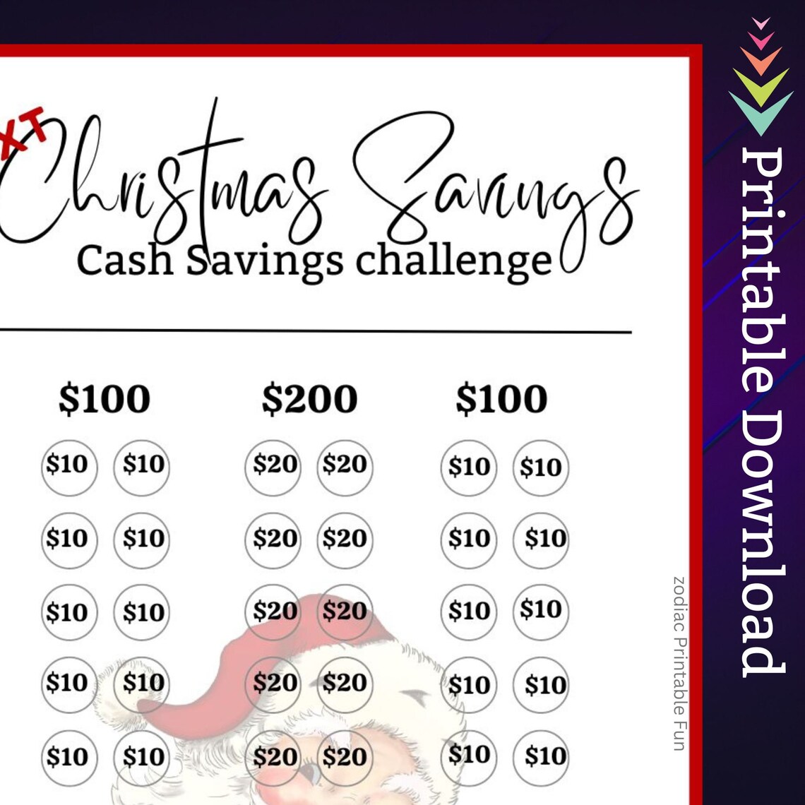 A6 Save Money for Christmas Challenge Printable for Holiday Countdown ...