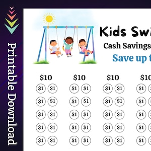 Kids Savings Challenge Printable for Child Outdoor Swing Money Saving ...