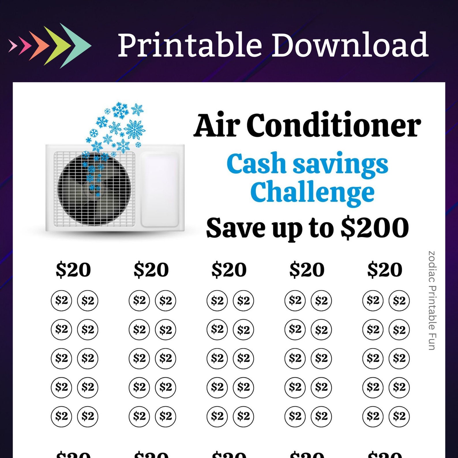 Air Conditioner Savings Challenge Printable for Home AC Unit Money ...