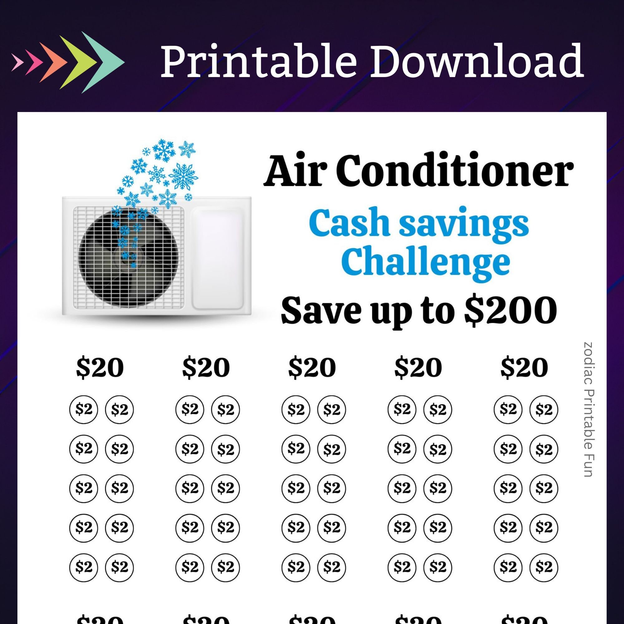 Air Conditioner Savings Challenge Printable for Home AC Unit Money ...