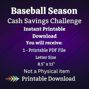 Baseball Savings Challenge Printable for Team Sports Money Saving ...