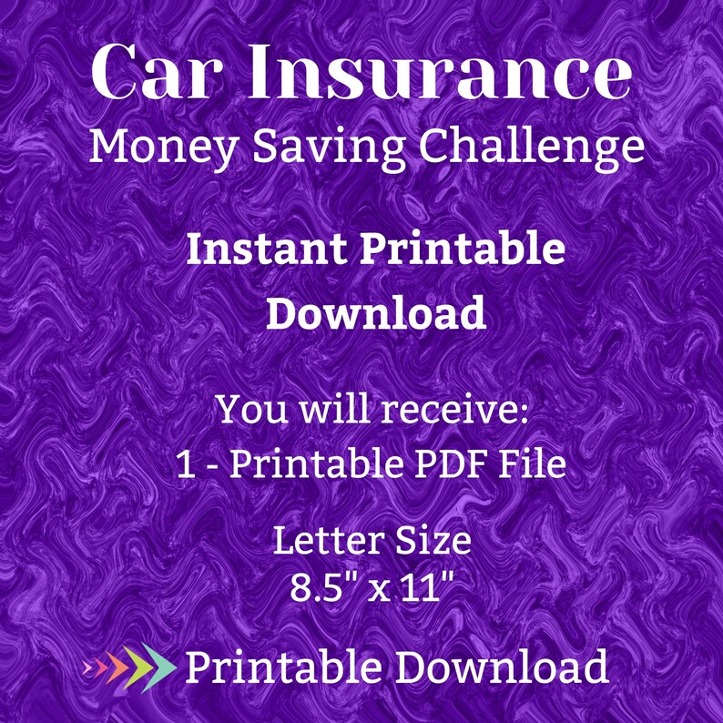 Car Insurance Savings Challenge Printable for Auto Insurance - Etsy