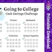 College Planner Savings Challenge Printable for Dorm Room Essentials Money Saving Fund for ...