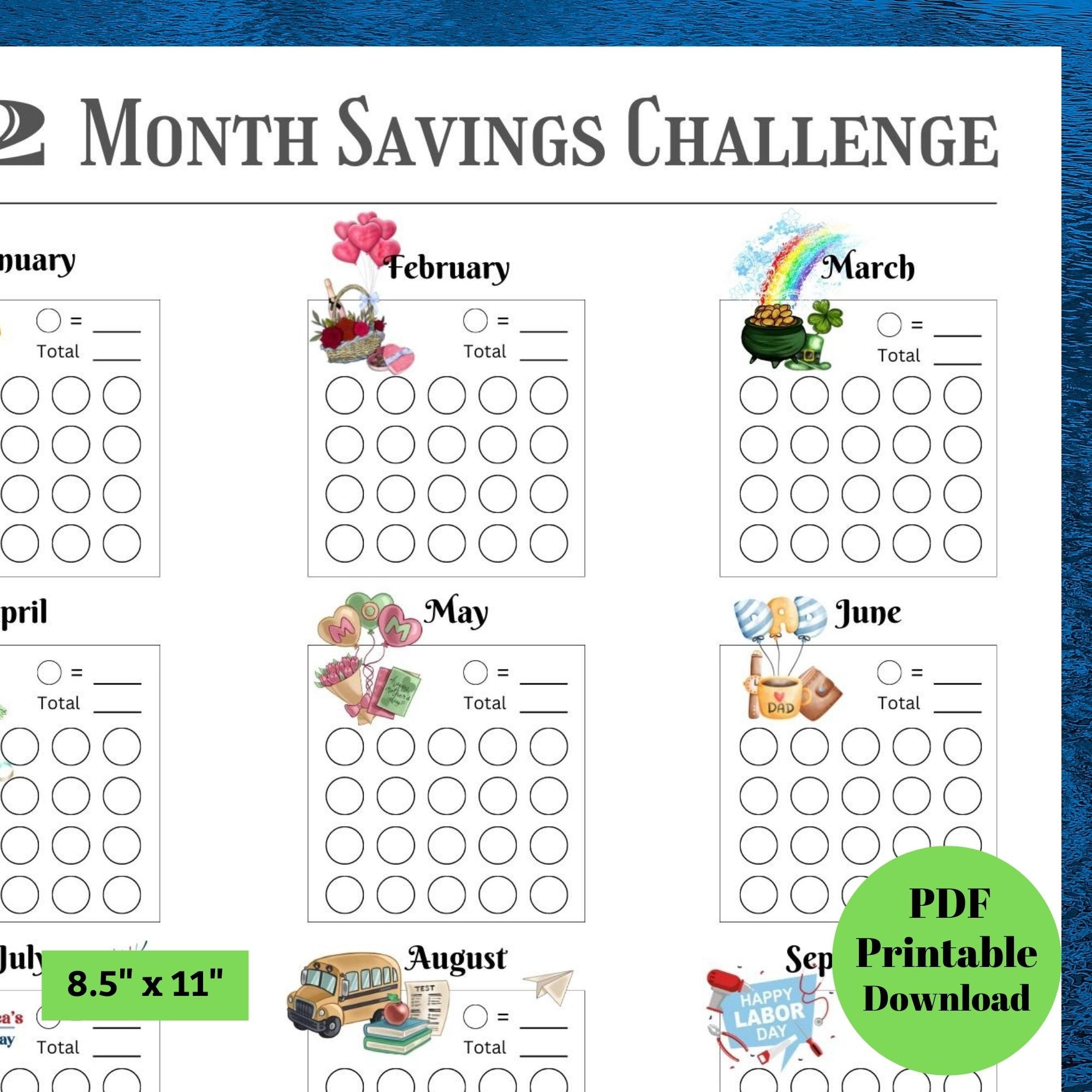 12 Month Savings Challenge Printable - Etsy Australia