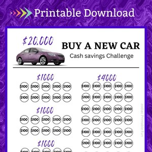 A6 New Car Savings Challenge Printable for First Car Money - Etsy