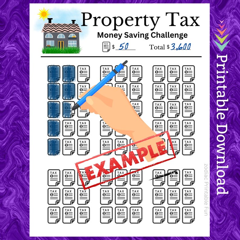 Property Tax Saving Challenge Printable for Real Estate Tax for Cash ...
