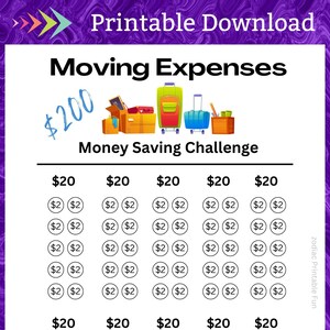 Moving Planner Money Saving Challenge Printable for Moving Expenses for ...