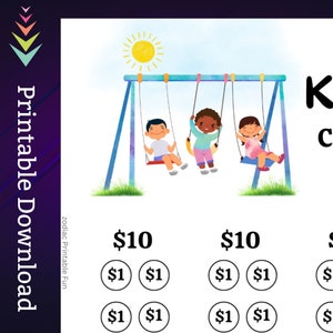 Kids Savings Challenge Printable for Child Outdoor Swing Money Saving ...