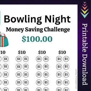 Bowling Night Savings Challenge Printable for Family Game Night Out ...