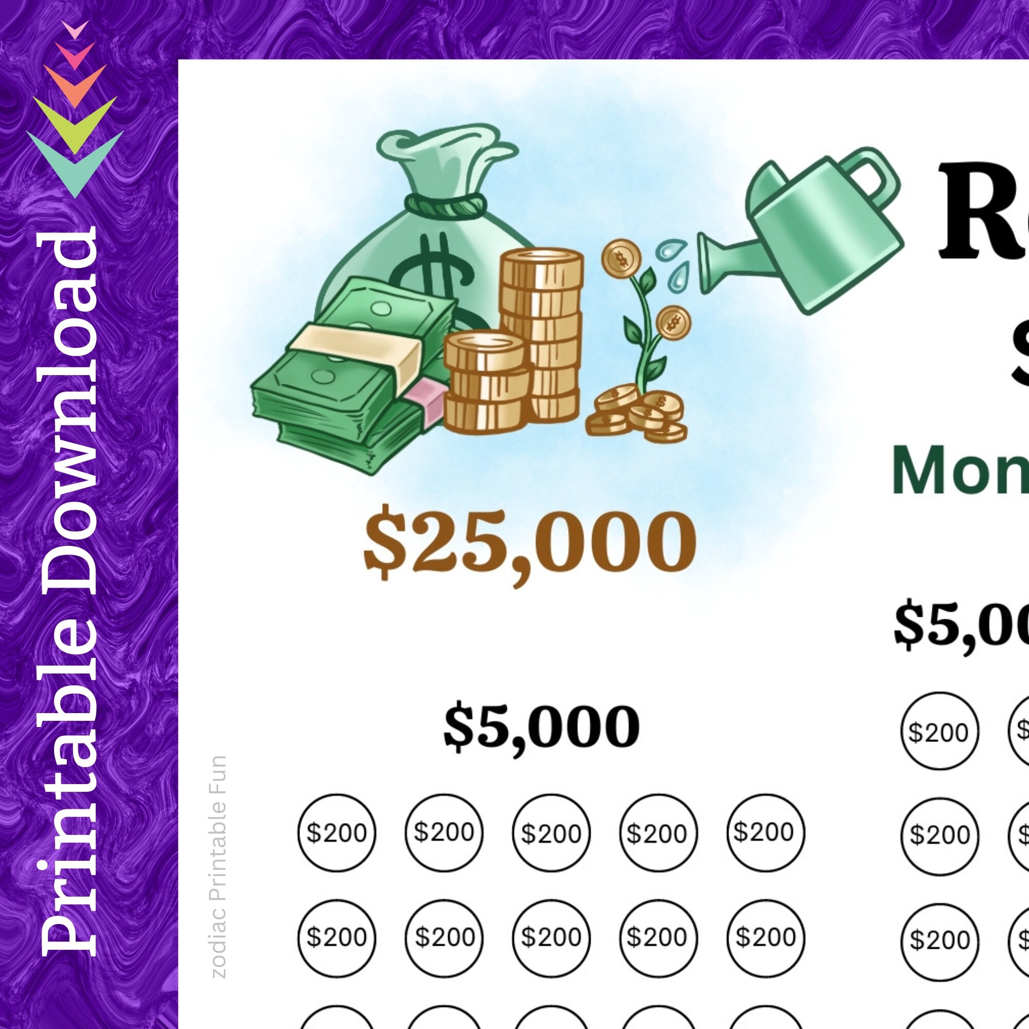 Retirement Fund Savings Challenge Printable for Golden Years Sinking ...