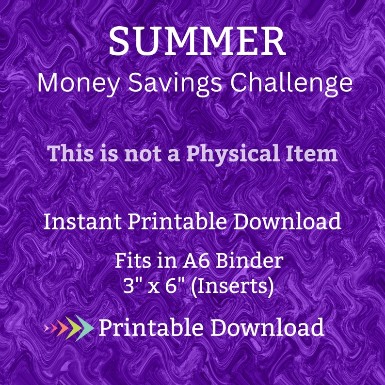Summer Savings Challenge Tracker Printable Insert | A6 Mini Savings ...