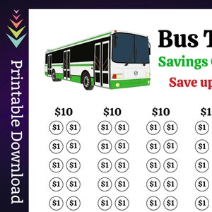 Bus Ticket Savings Challenge Printable for Weekend Getaway Money Saving ...