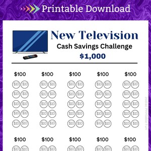 TV Savings Challenge Printable Family Room Television Money Saving ...