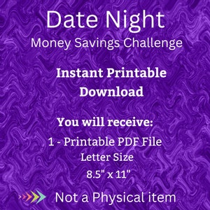 Date Night Saving Challenge Printable for Dinner and a Movie for Night ...