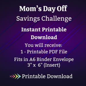 A6 Mom Day off Savings Challenge Printable Women Self Care Money Saving ...