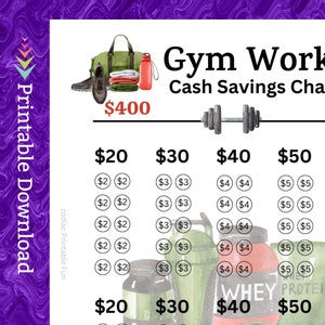 Workout Planner Savings Challenge Printable for Home Gym Fitness ...