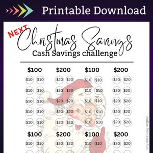 Save Money for Christmas Challenge Printable for Holiday Countdown Cash ...